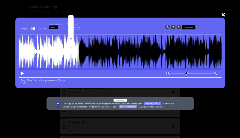 Free Audio Mastering - the best free online mastering platform for professional audio